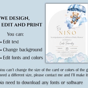 Baby Shower Invitation in Spanish, Invitacion De Baby Shower, Digital ...