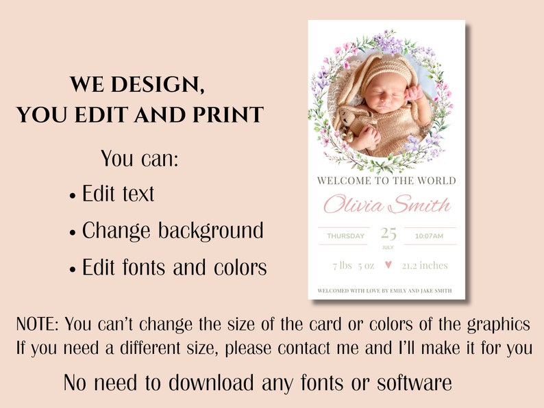 Birth Announcement Template, Digital New Born Baby Announcement, Mobile ...