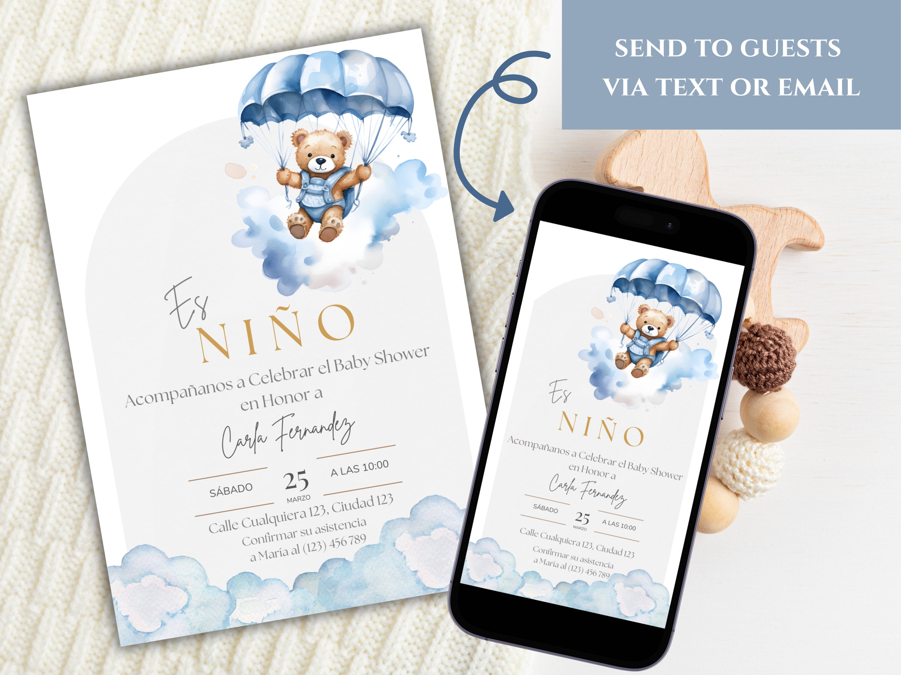 Baby Shower Invitation in Spanish, Invitacion De Baby Shower, Digital ...