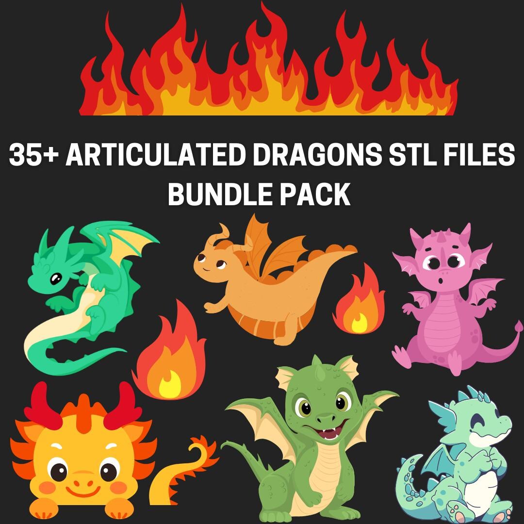 35 Articulated Dragons Stl File Bundle Pack - Etsy