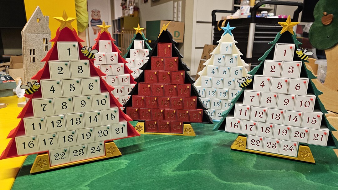 Christmas Tree Advent Calendar Print-in-place Door STL File 3d Printing ...