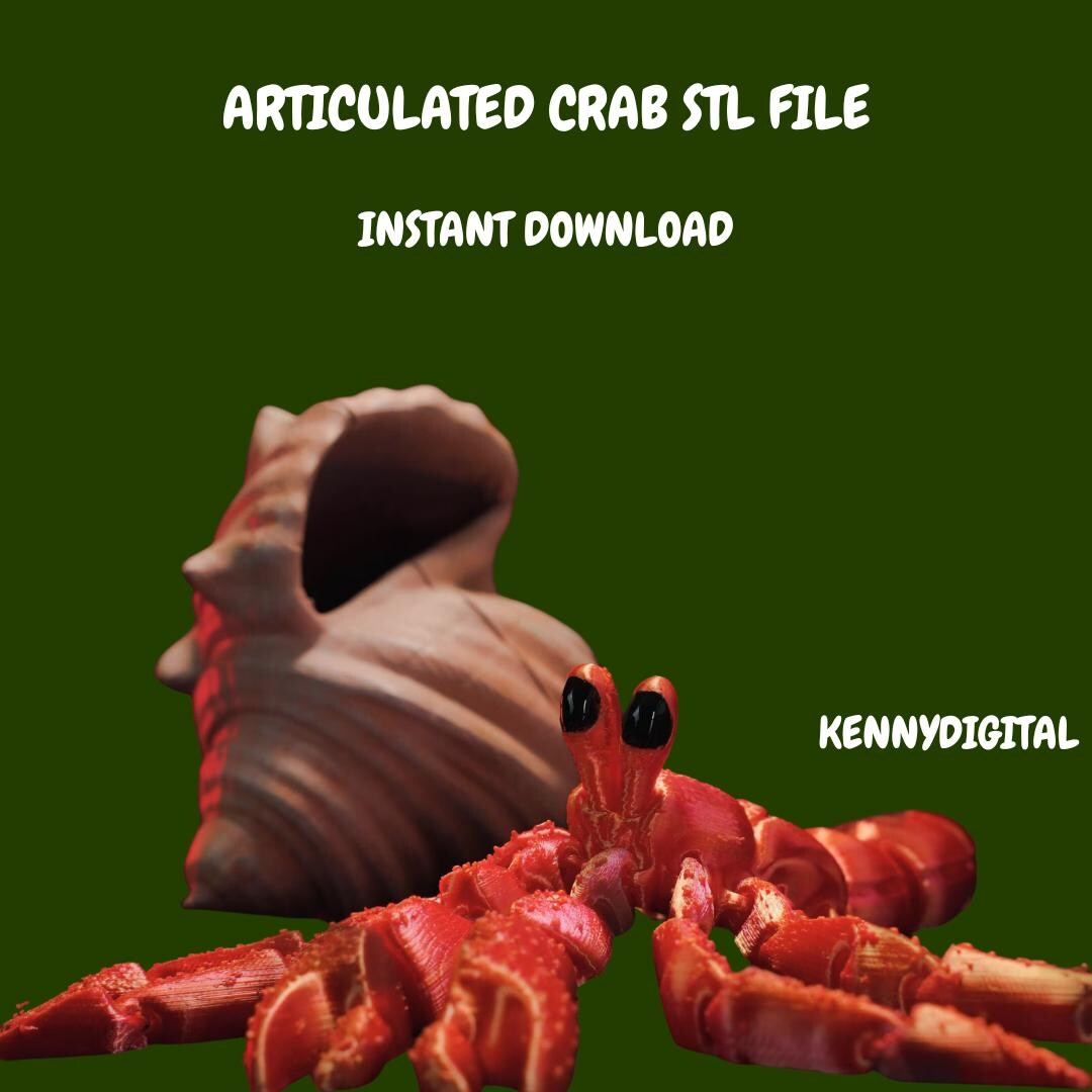Articulated Crab STL File | 3D Printable Flexible Crab Model | Poseable ...