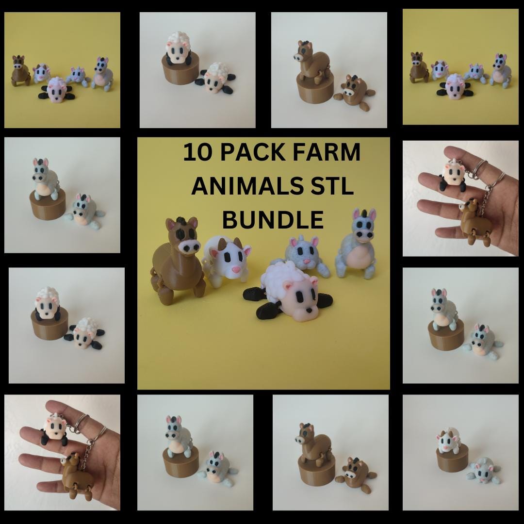 10 PACK Articulated Farm Animals Stl Bundle Pack for 3d Printing! - Etsy