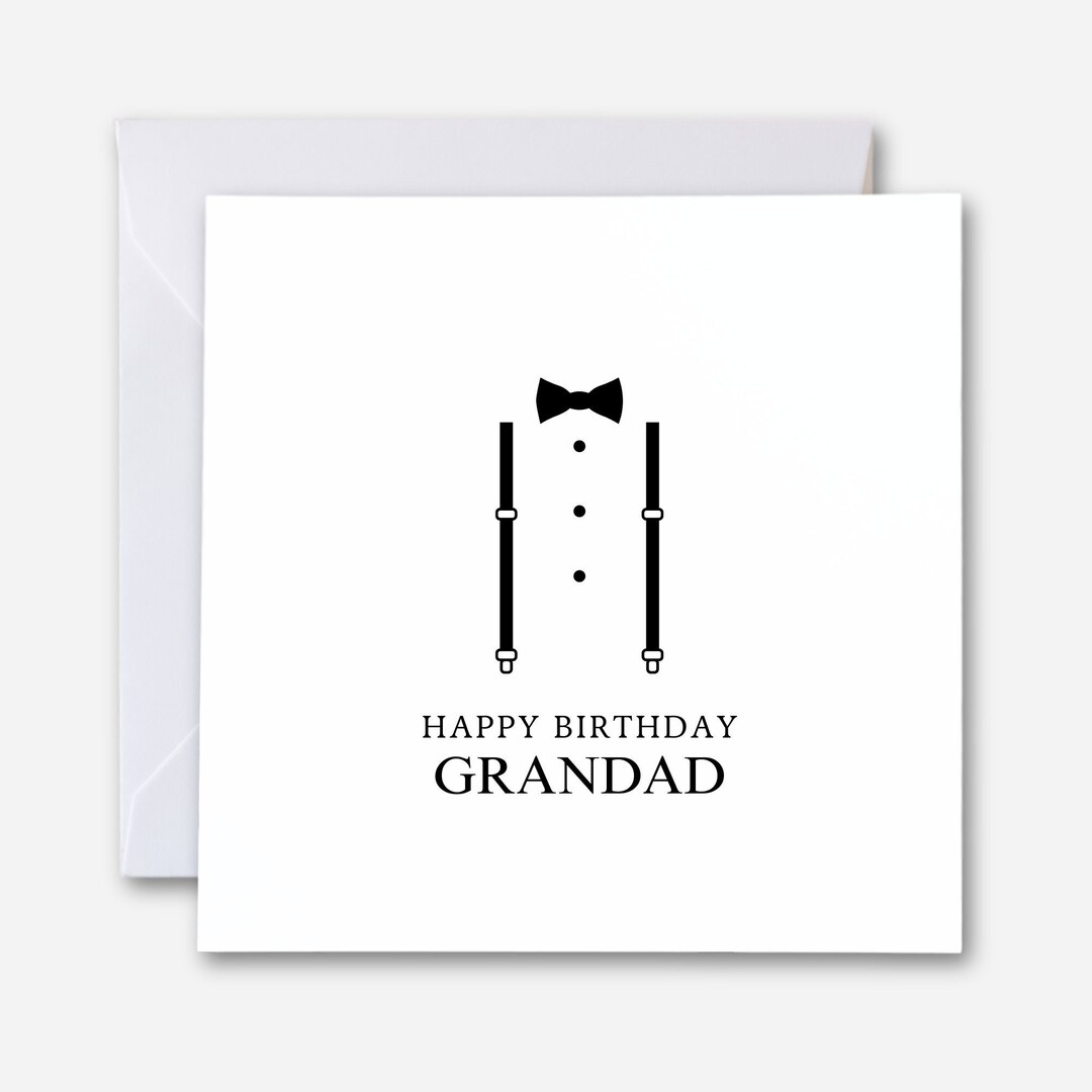 Personalised Birthday Card for Grandad, Elegant Bowtie & Suspenders ...