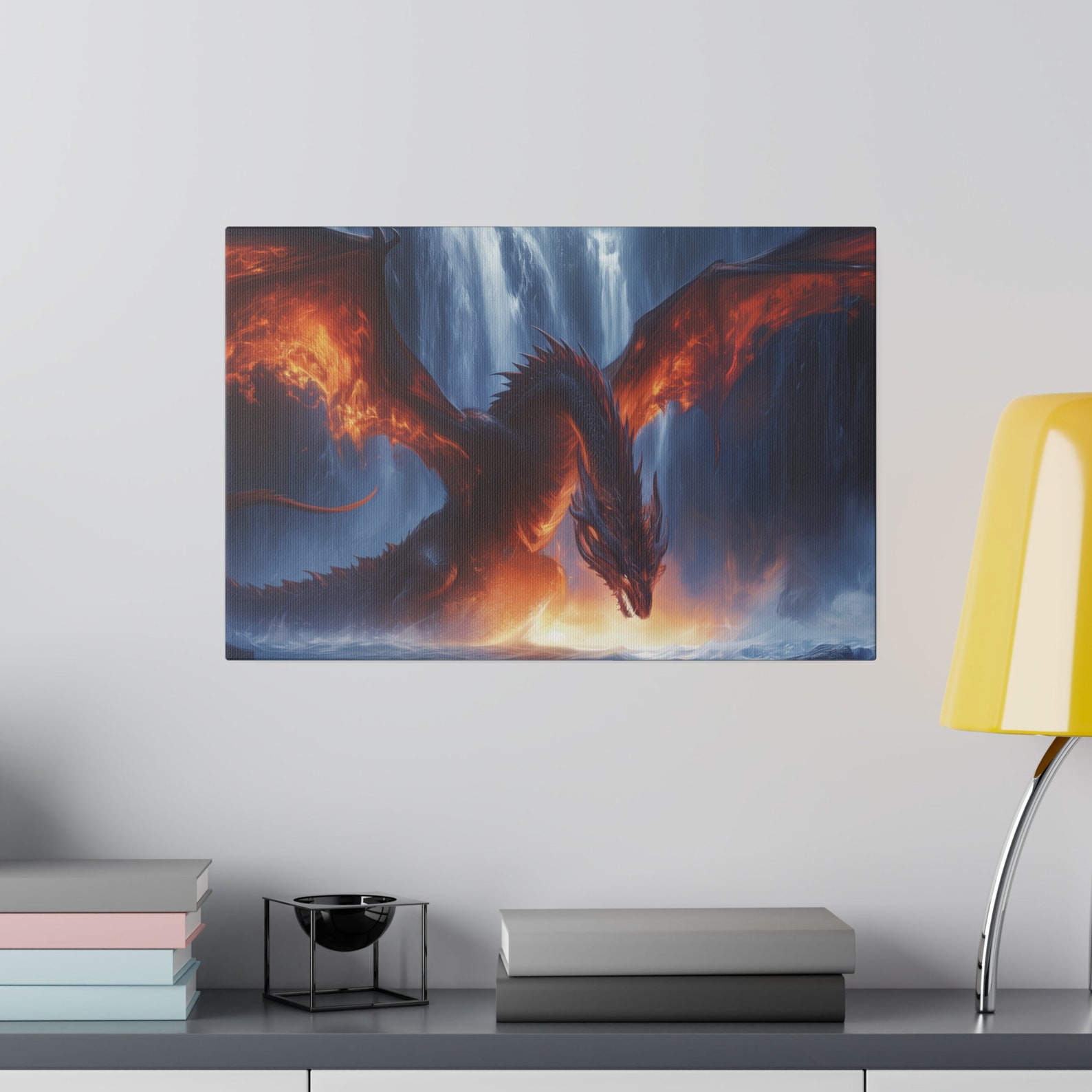 Epic Fire Dragon Poster Download - Red & Black Fantasy Creature, Ideal ...