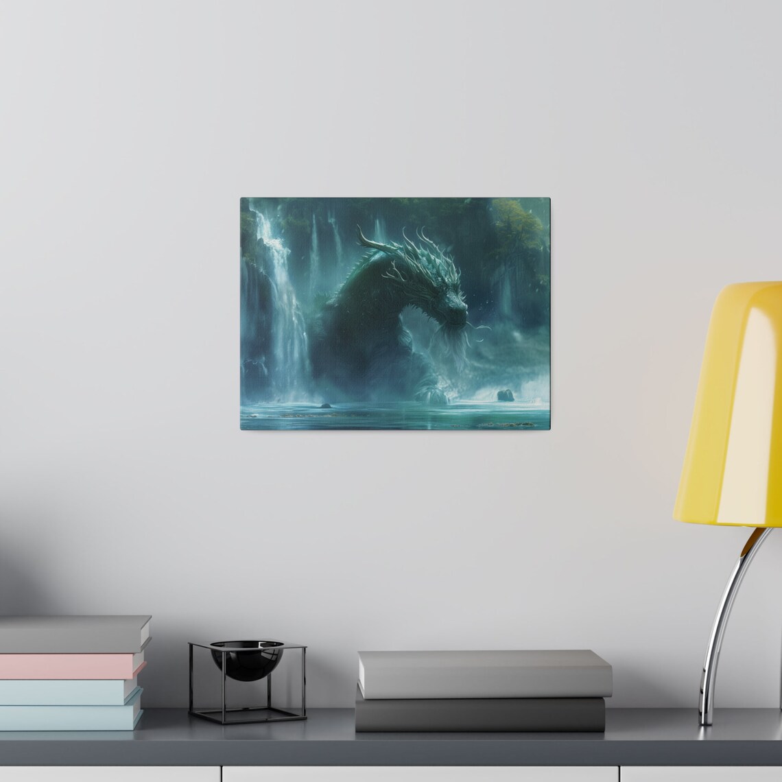 Fantasy Dragon Waterfall Scene - Large Digital Download for Canvas ...