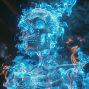 Blue Flame Skeleton Digital Art - Vibrant 2048x2048 PNG Download for ...