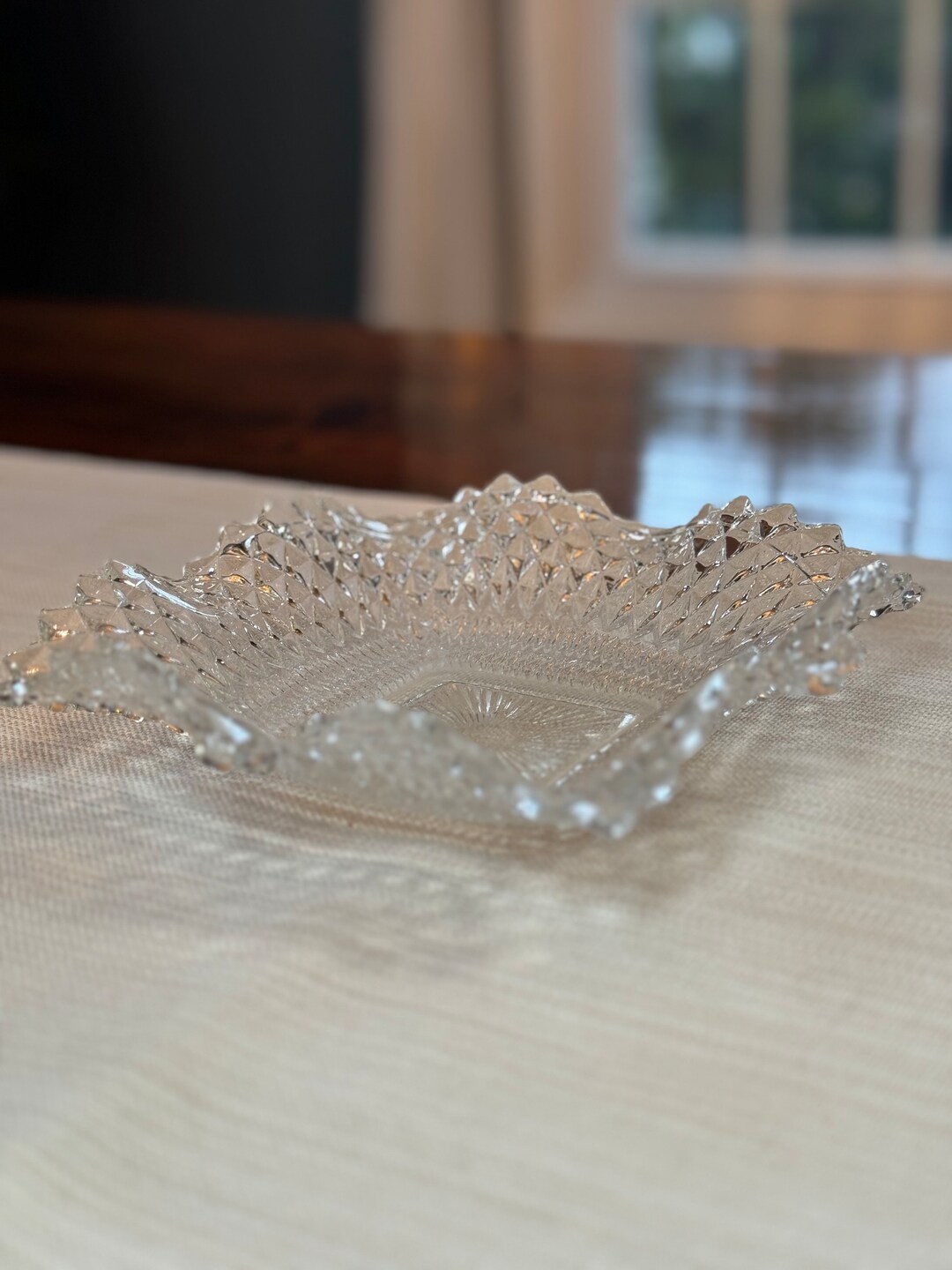Vintage Indiana Glass Diamond Point Square Mint Dish/ Candle Holder - Etsy