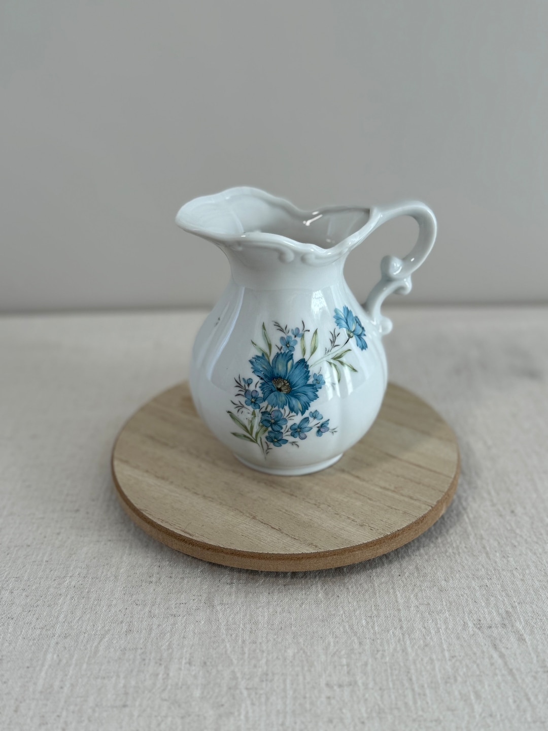 Small Blue Flower Pitcher/ Vase - Etsy