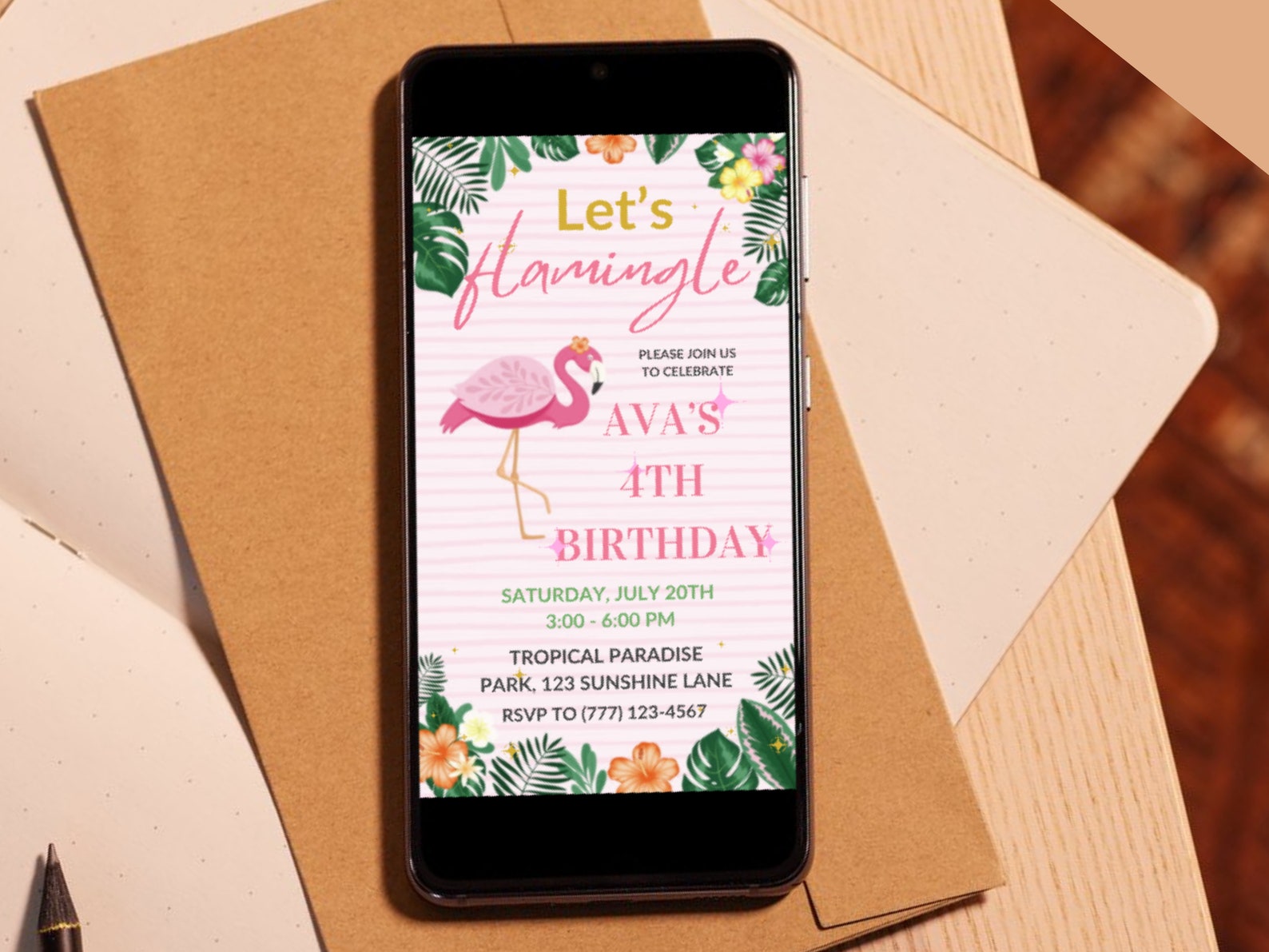 Let's Flamingle Animated Invitation Evite Canva Editable Template Video ...