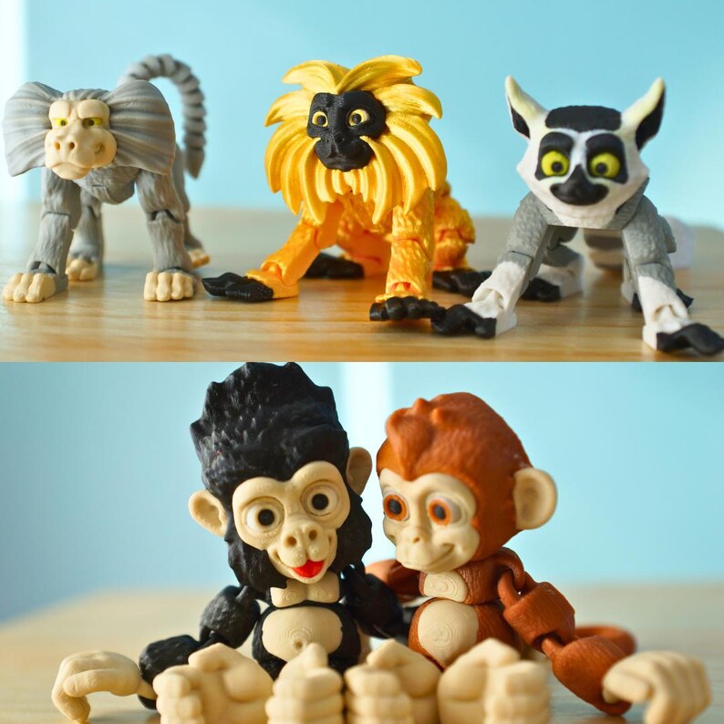 3D Printed Articulated Monkey Fidget Toy - Eco-friendly PLA Plastic - Etsy