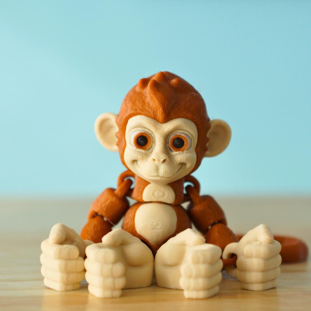 3D Printed Articulated Monkey Fidget Toy - Eco-friendly PLA Plastic - Etsy