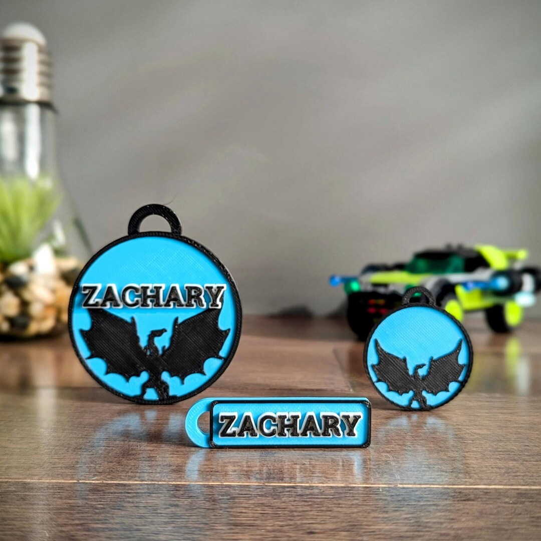 Personalized 3D Dragon Tag Set: Backpack, Lunchbox, Keychain - Etsy