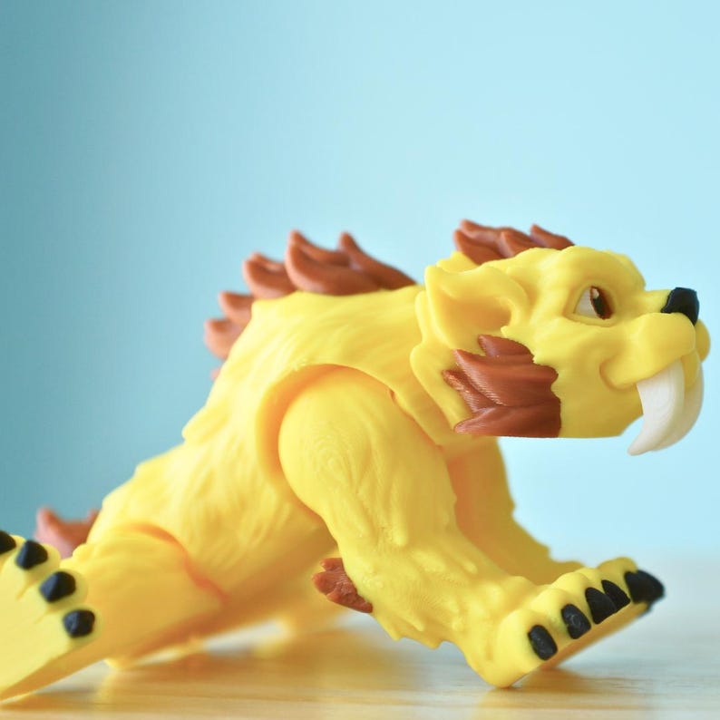 3D Printed Articulated Saber-tooth Tiger Toy: Eco-friendly PLA Plastic ...