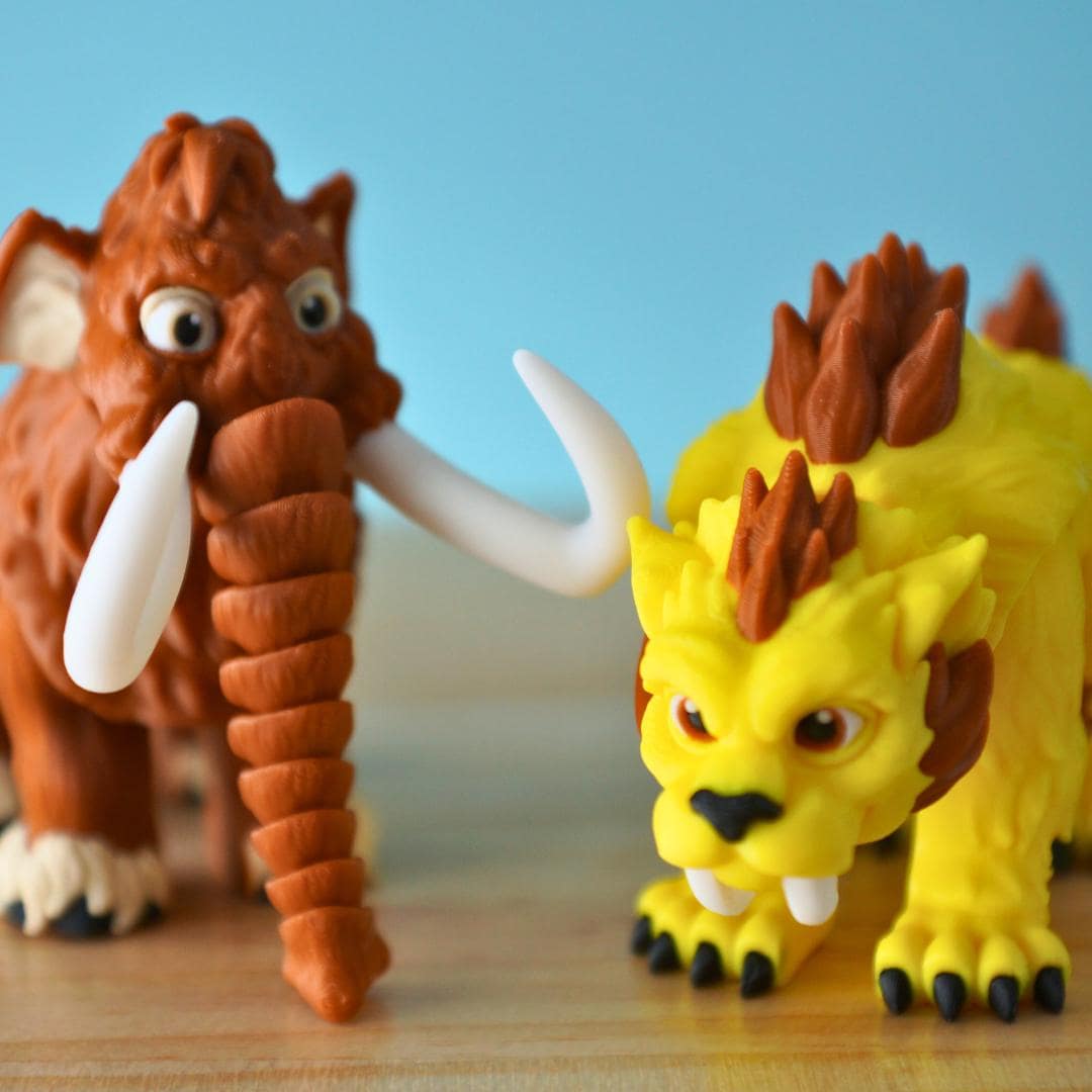 Saber Tooth Tiger and Woolly Mammoth Set – 3D Printed Articulated ...