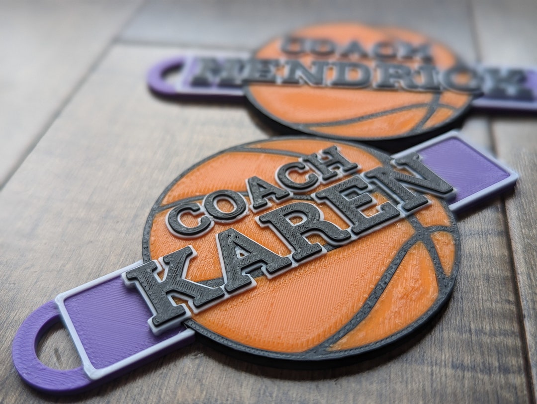 Personalized Basketball Name Tag Keychain Rep Team With 3D Printed Name ...