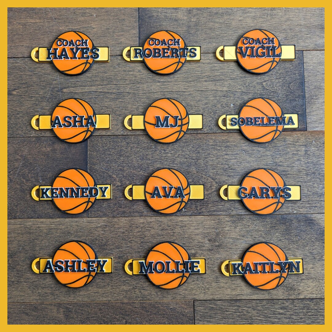 Personalized Basketball Name Tag Keychain Rep Team With 3D Printed Name ...