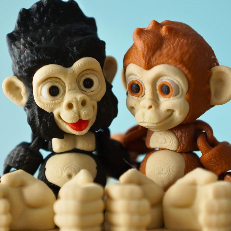 3D Printed Articulated Monkey Fidget Toy - Eco-friendly PLA Plastic - Etsy