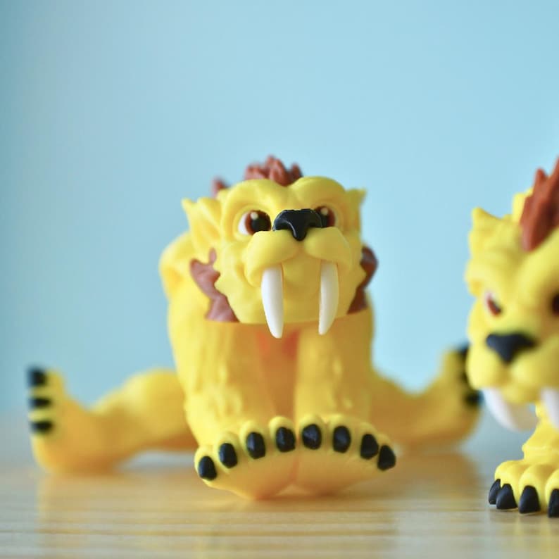3D Printed Articulated Saber-tooth Tiger Toy: Eco-friendly PLA Plastic ...