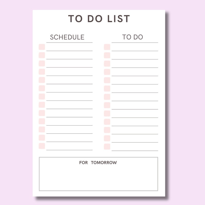 Minimalist Daily Planner Printable, Daily to Do List for Work/home ...