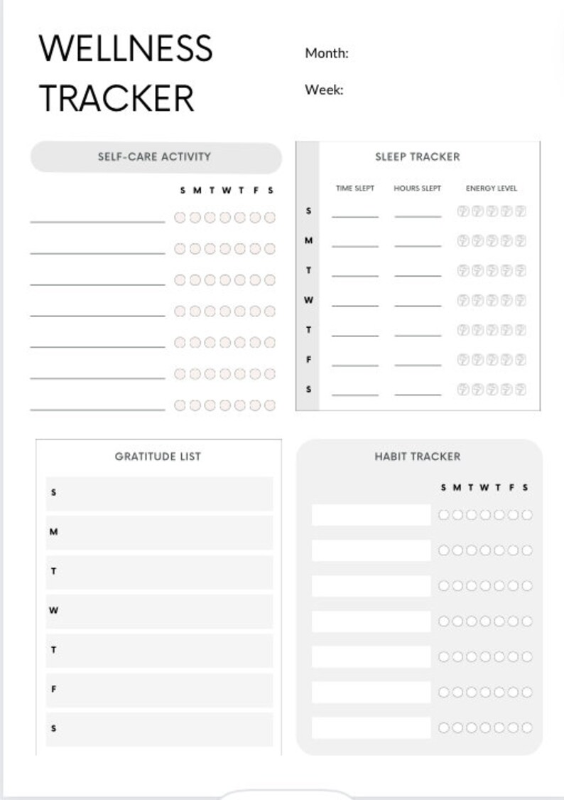 Printable Wellness Planner - Etsy