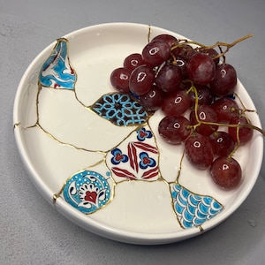 Kintsugi Plate, Hand Made Traditional Turkish Ceramic Tile Art - Etsy