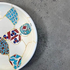Kintsugi Plate, Hand Made Traditional Turkish Ceramic Tile Art - Etsy