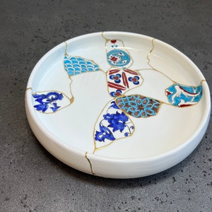 Kintsugi Plate, Hand Made Traditional Turkish Ceramic Tile Art - Etsy
