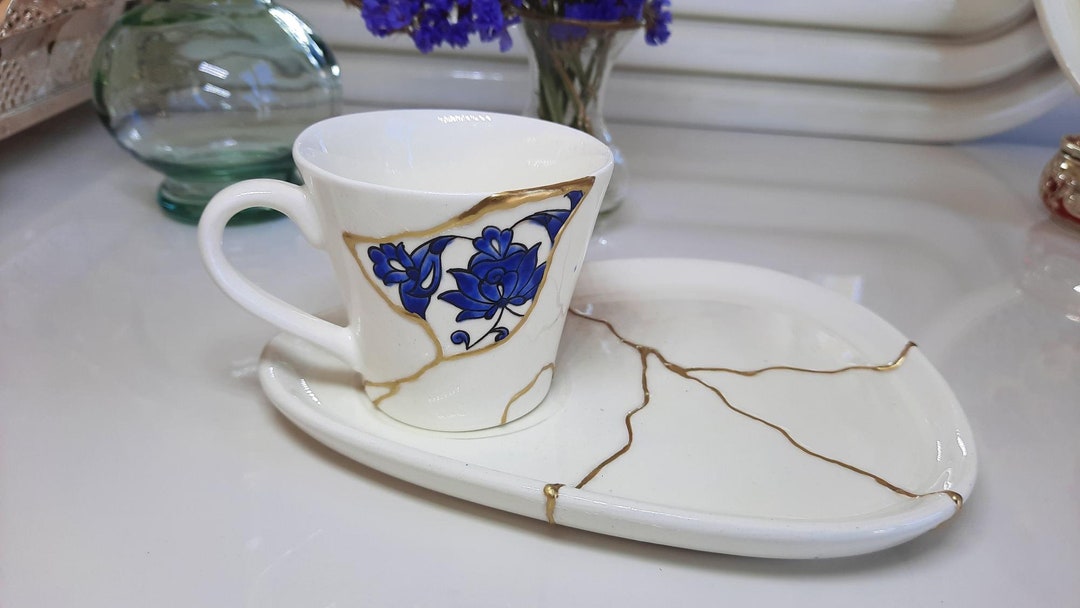 Kintsugi Turkish Coffee Cup and Saucer Ceramic Christmas Shipping in ...