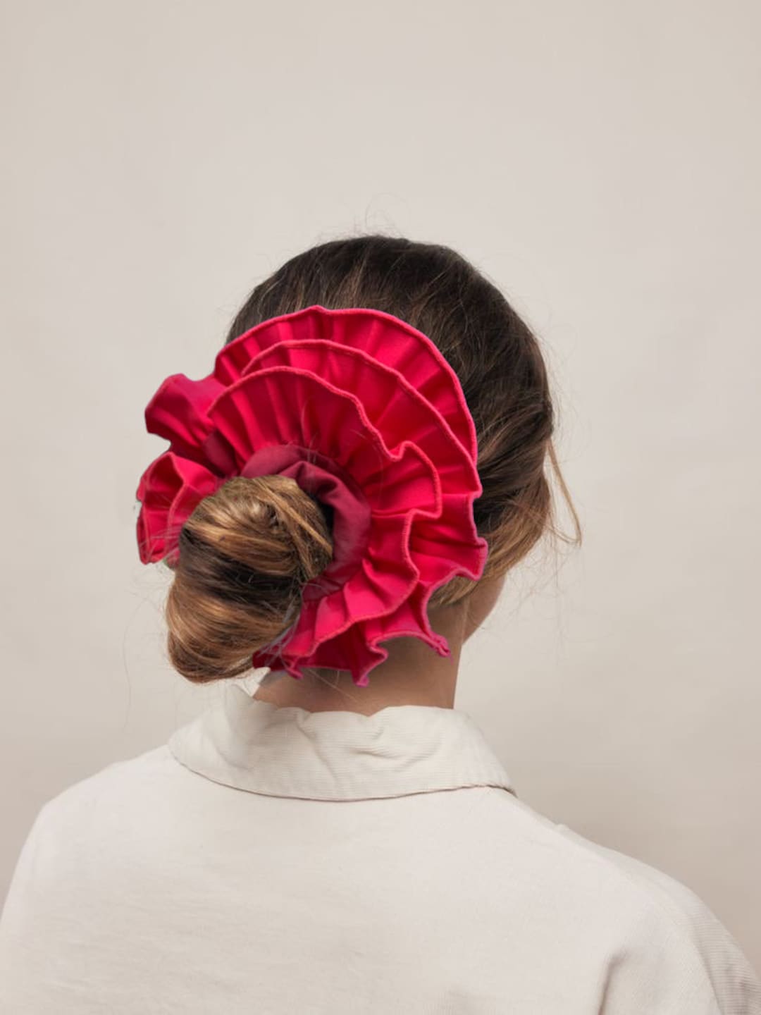 Cute Cherrie Ruffled Festival Srunchie, Chic Red Hair Scrunchies ...