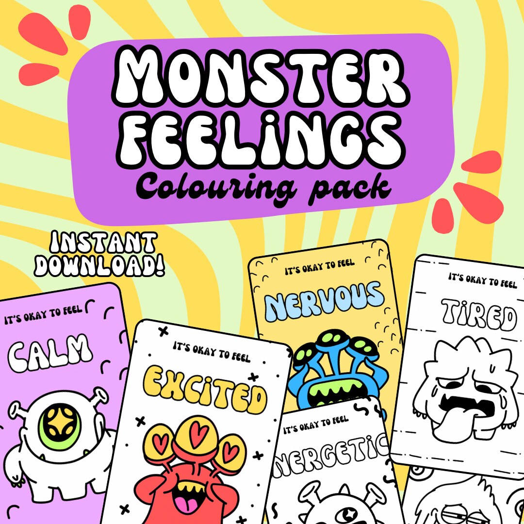 Monster Feelings Learning Coloring Book, Print at Home Color Pack ...