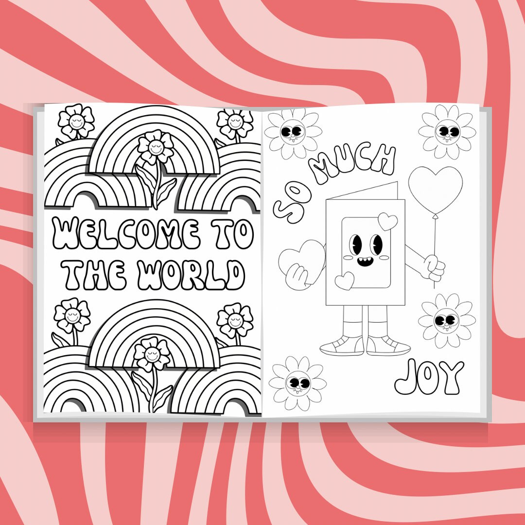 Groovy Baby Coloring Pages Baby Shower Activity Welcoming New Sibling ...