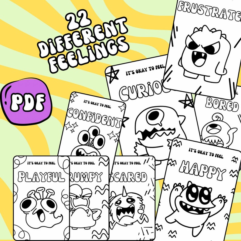 Monster Feelings Learning Coloring Book, Print at Home Color Pack ...