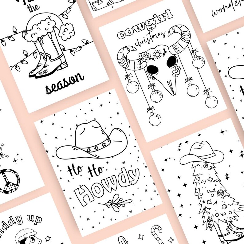 Groovy Festive Cowgirl Printable Coloring Pages | Retro Style Digital ...