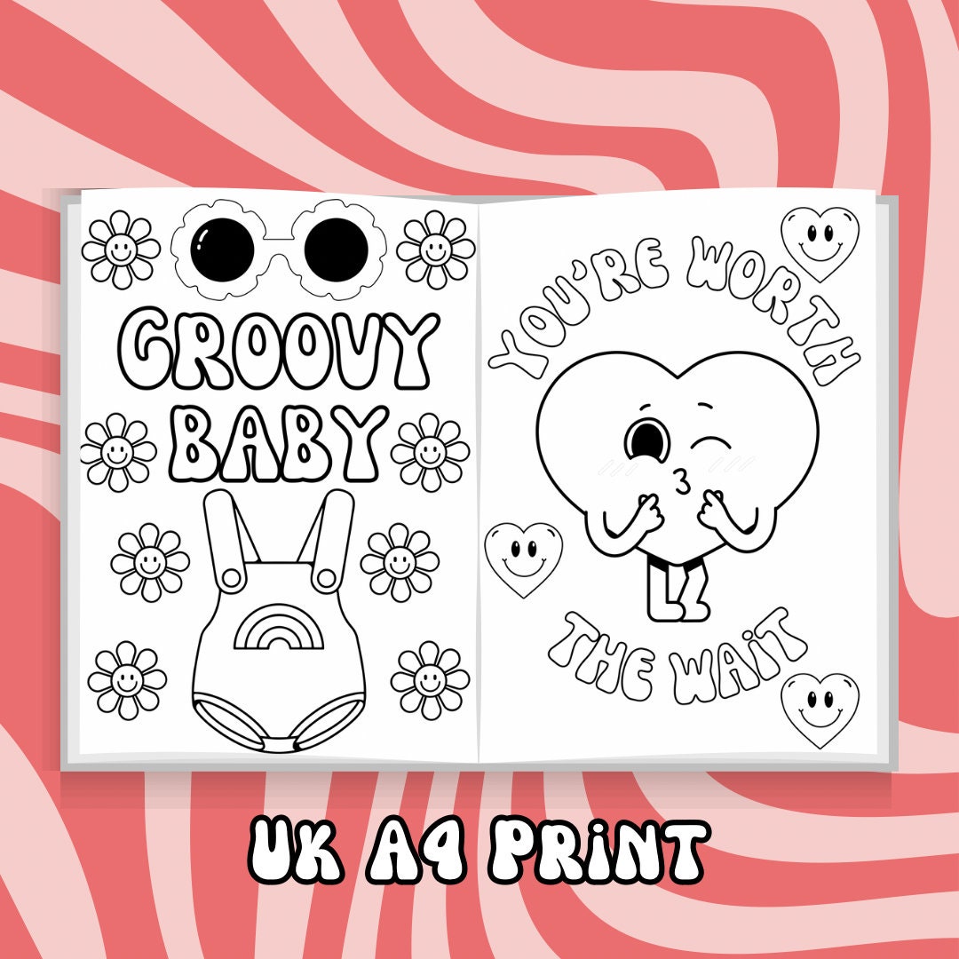 Groovy Baby Coloring Pages Baby Shower Activity Welcoming New Sibling ...