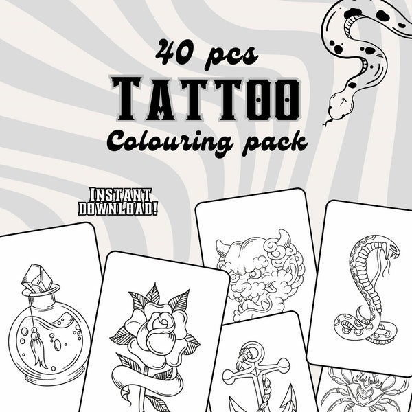 Tattoo Coloring Pages - Etsy