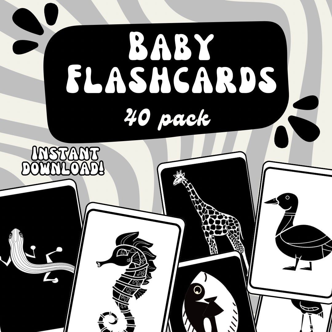 High Contrast Montessori Animal Baby Flashcards Sensory Activities ...
