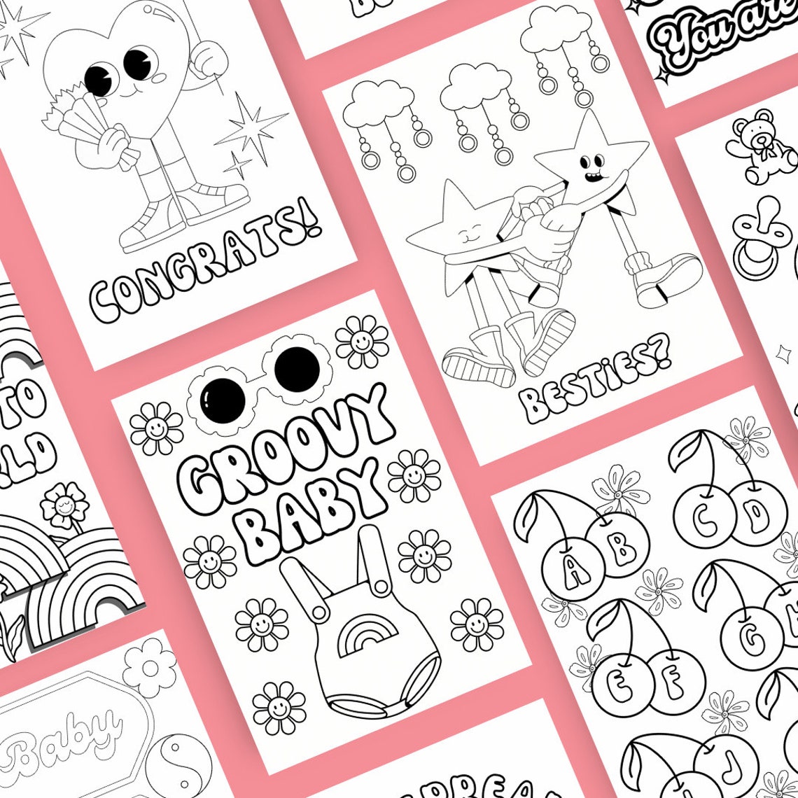 Groovy Baby Coloring Pages | Baby Shower Activity | Welcoming New ...