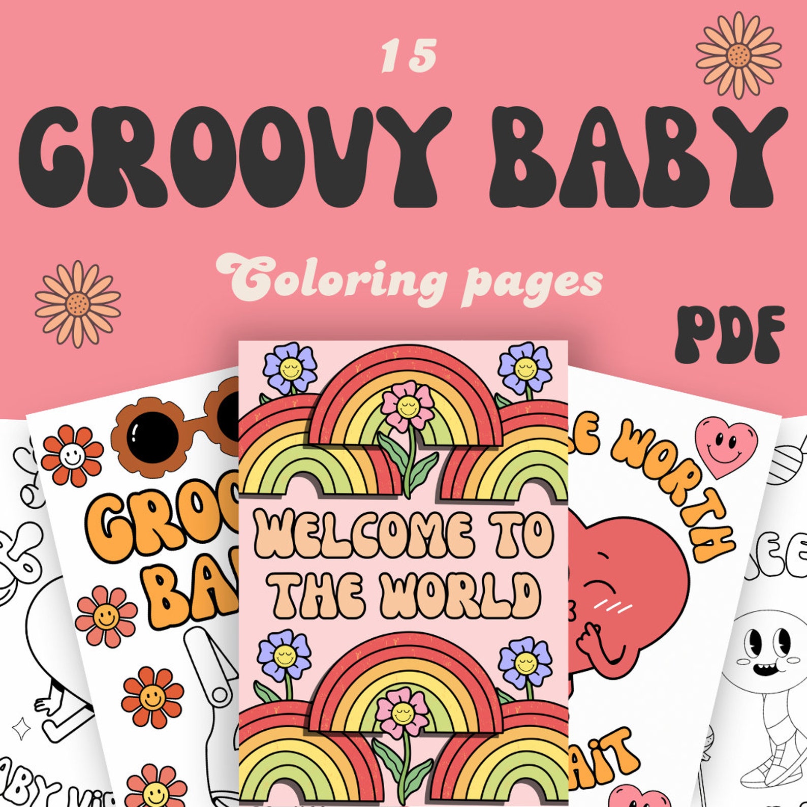 Groovy Baby Coloring Pages | Baby Shower Activity | Welcoming New ...
