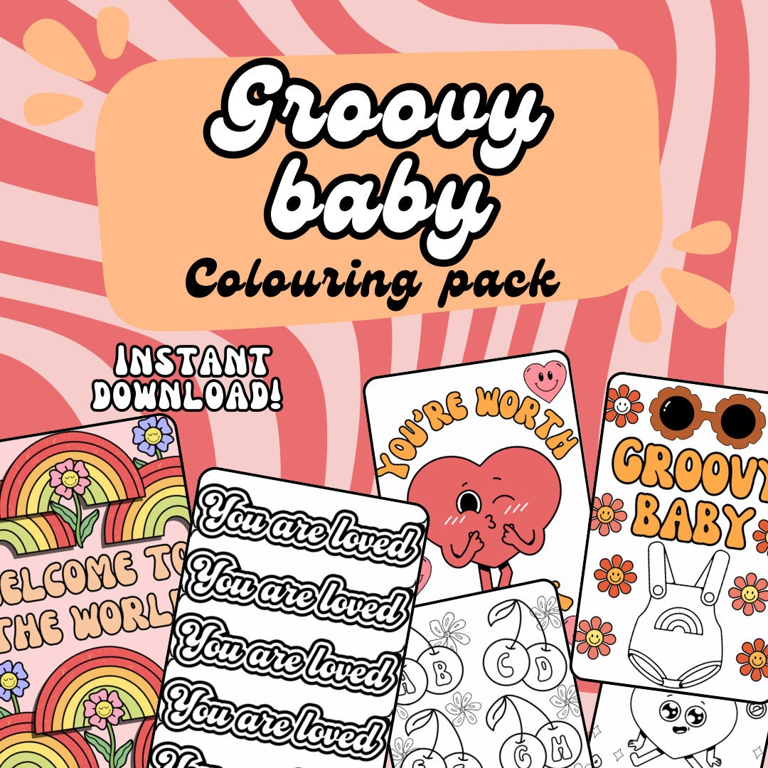 Groovy Baby Coloring Pages Baby Shower Activity Welcoming New Sibling ...
