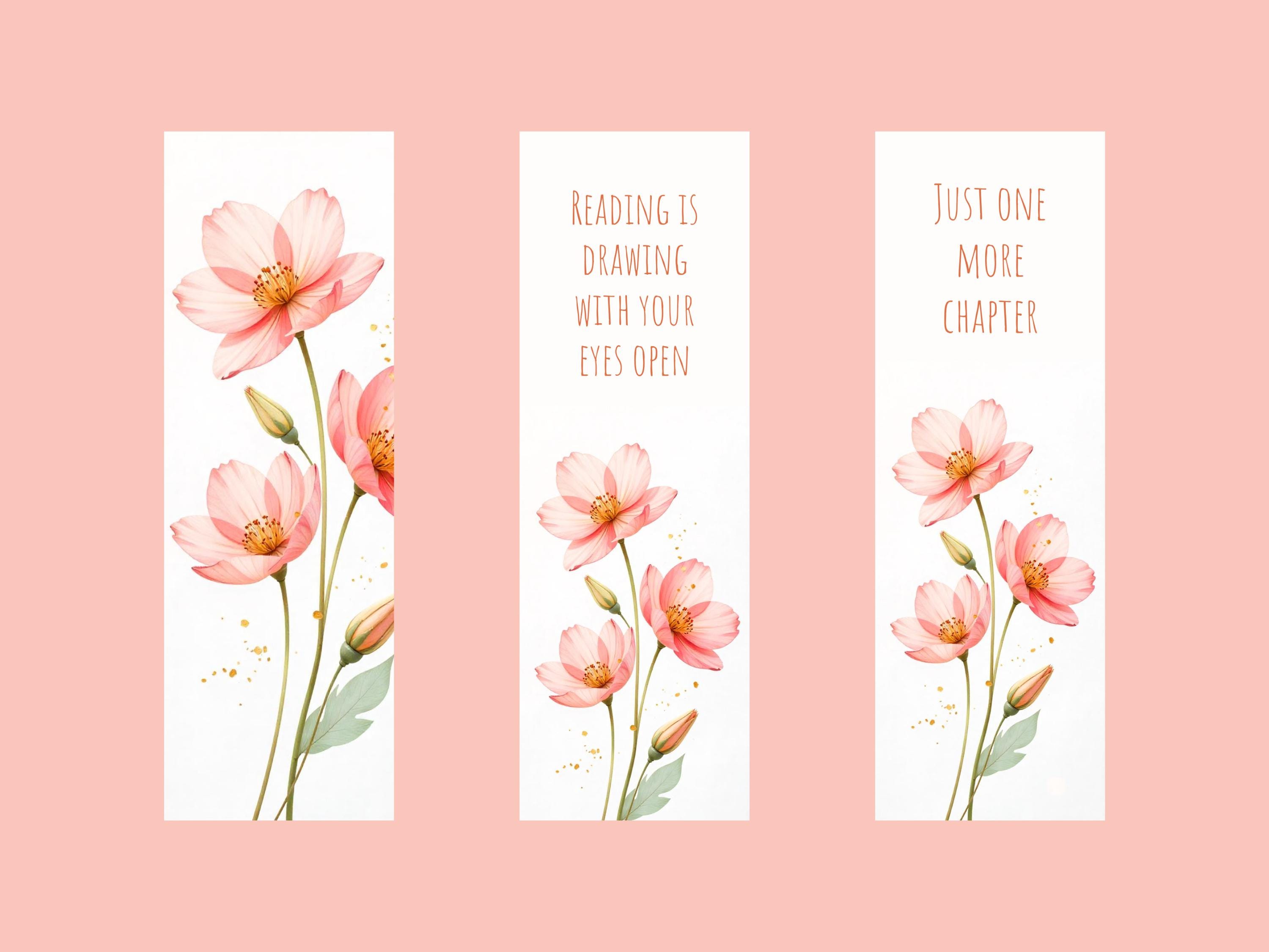 9 Floral Watercolor Bookmarks, 2x6in, Printable Book Lovers Gift, PNG ...
