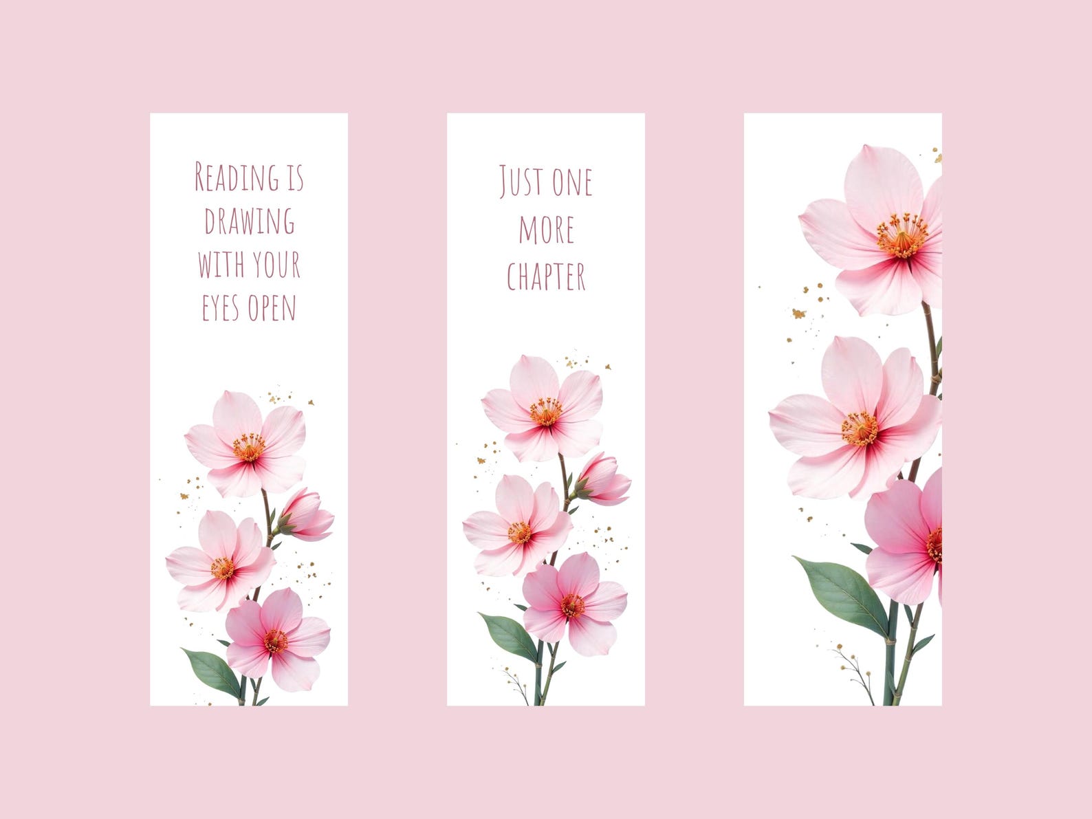 9 Floral Watercolor Bookmarks, 2x6in, Printable Book Lovers Gift, PNG ...