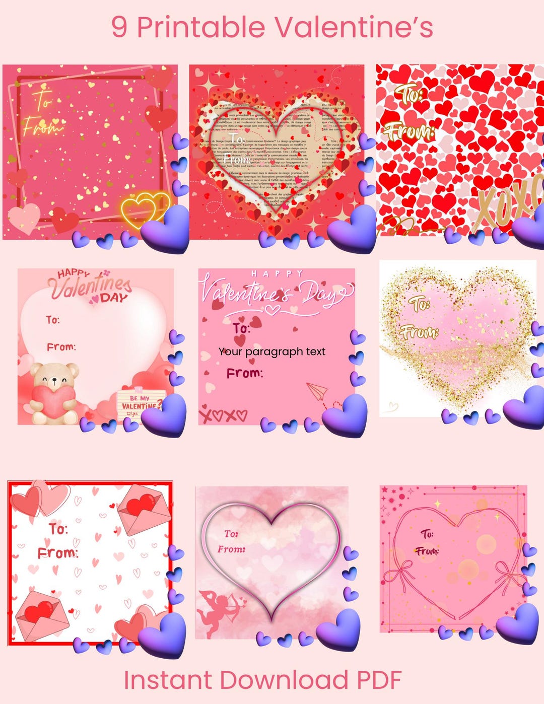Printable Valentine Cards,heart Valentine Cards,heart School Valentine ...