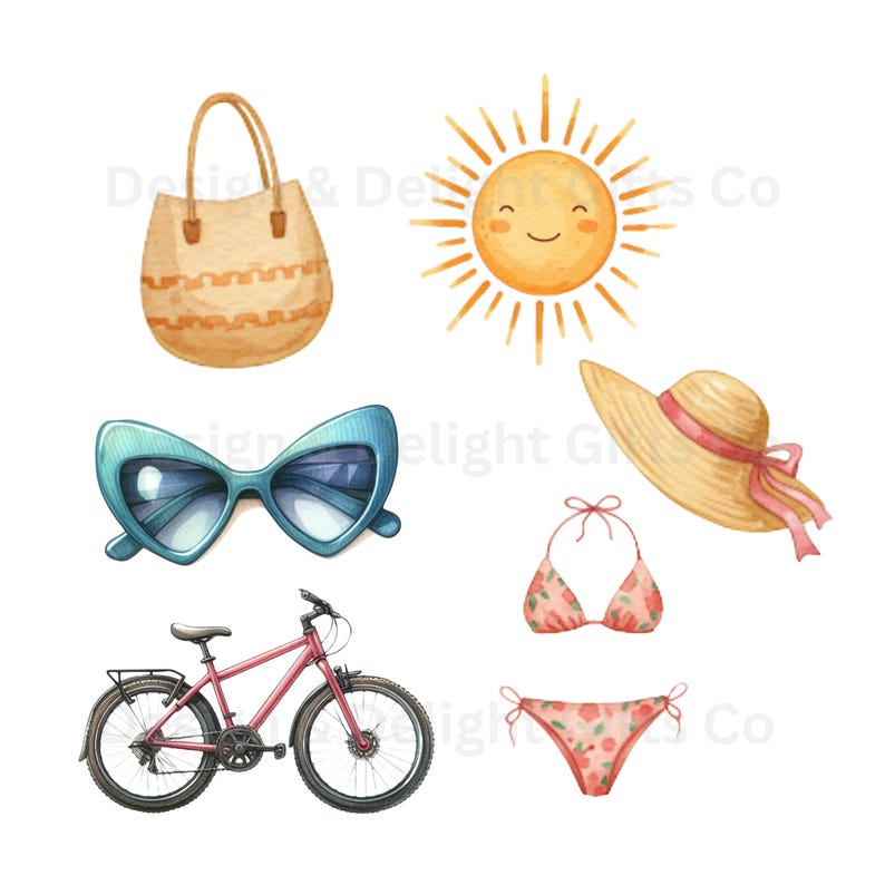 Summer Doodle Clipart Pack, Fun Hand-drawn Summer Clipart, Cute Summer ...