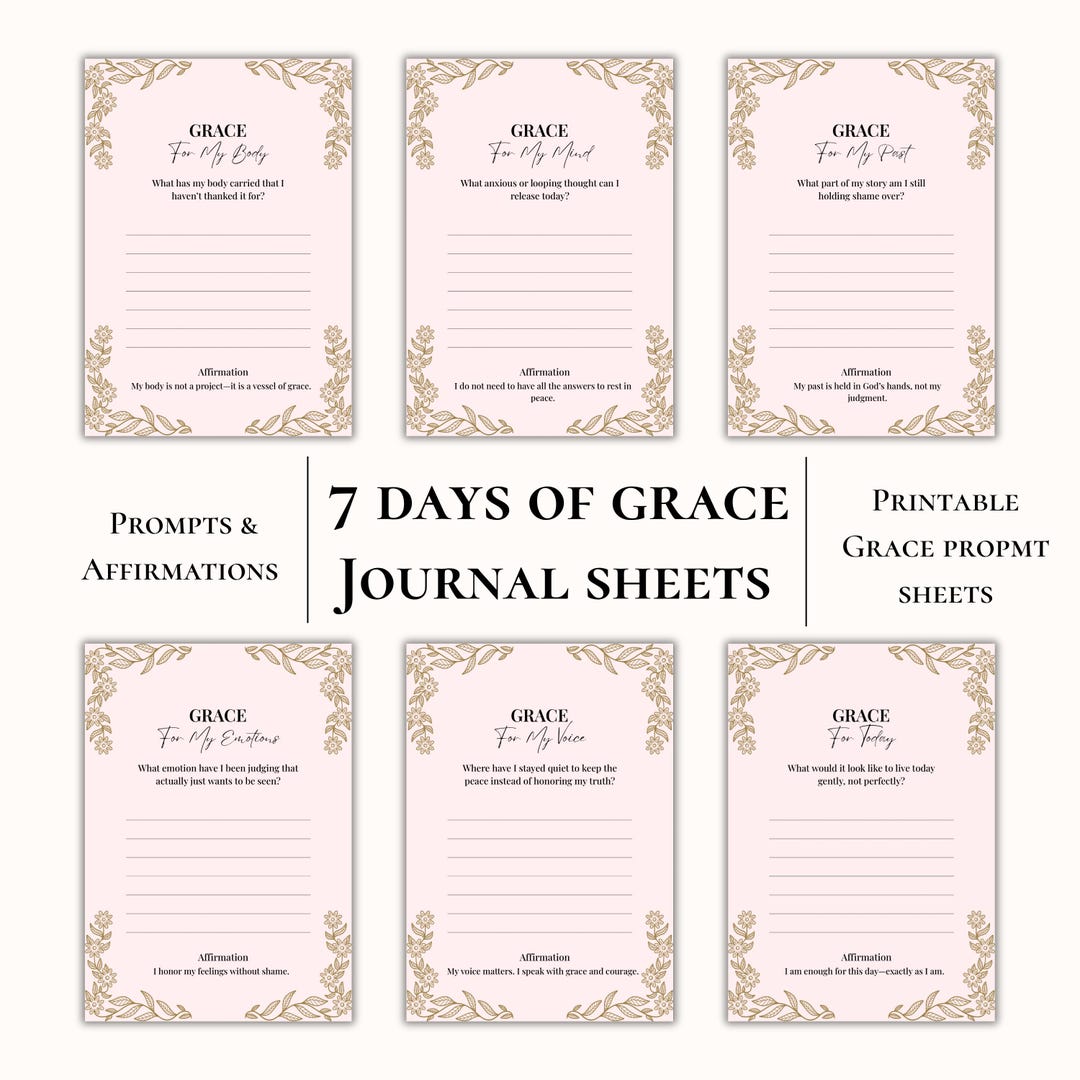 Faith-based Grace Journal: Printable Self-compassion Prompts (7 Days ...