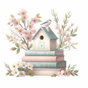 10 Wildflower Books Clipart Pastel Floral Books Clipart Boho Books High ...