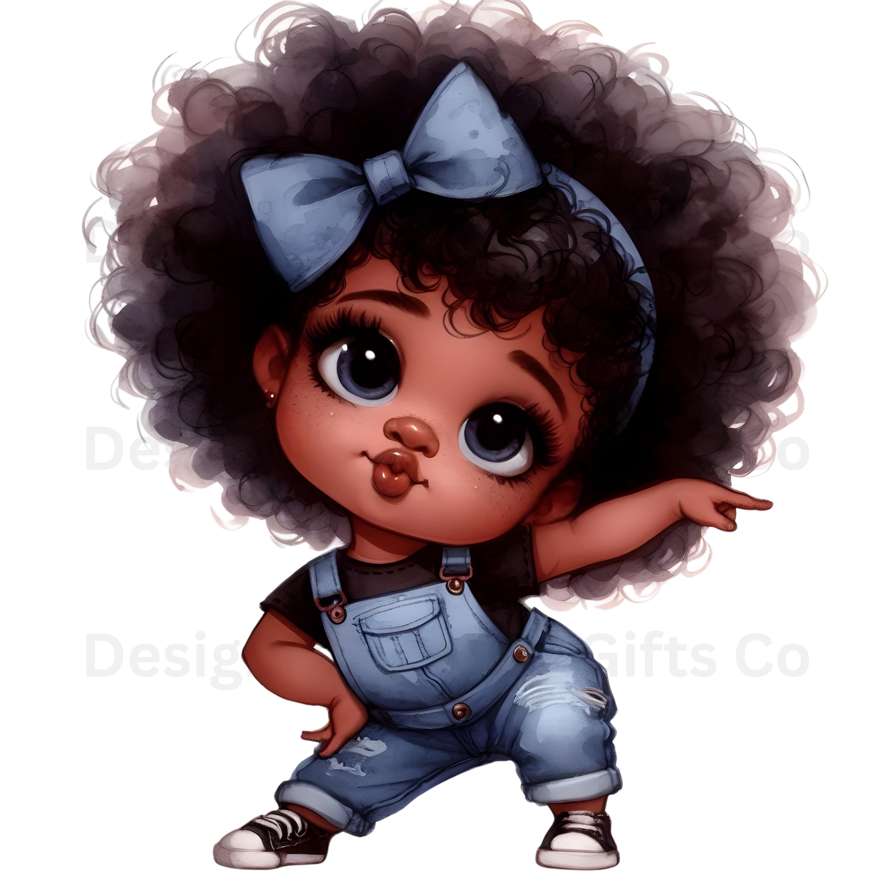 Black Girl Clipart Set: Watercolor Illustrations for Crafts & Stickers ...