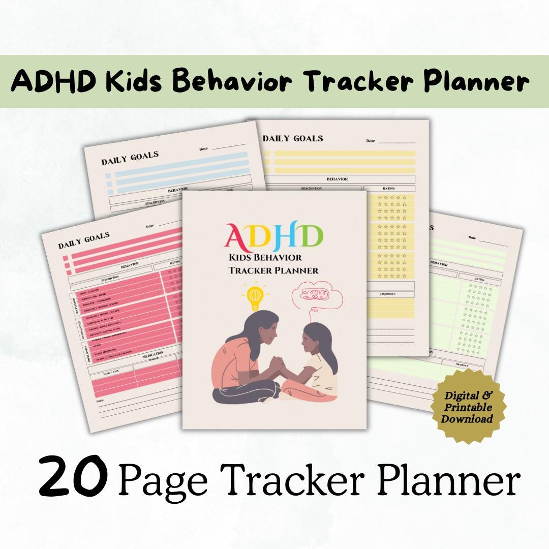 ADHD Kids Behavior Planner, Hyperactivity and Impulsivity Tracker ...