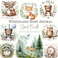 Watercolor Woodland Animals Clipart Set: Forest Critters PNG Bundle ...