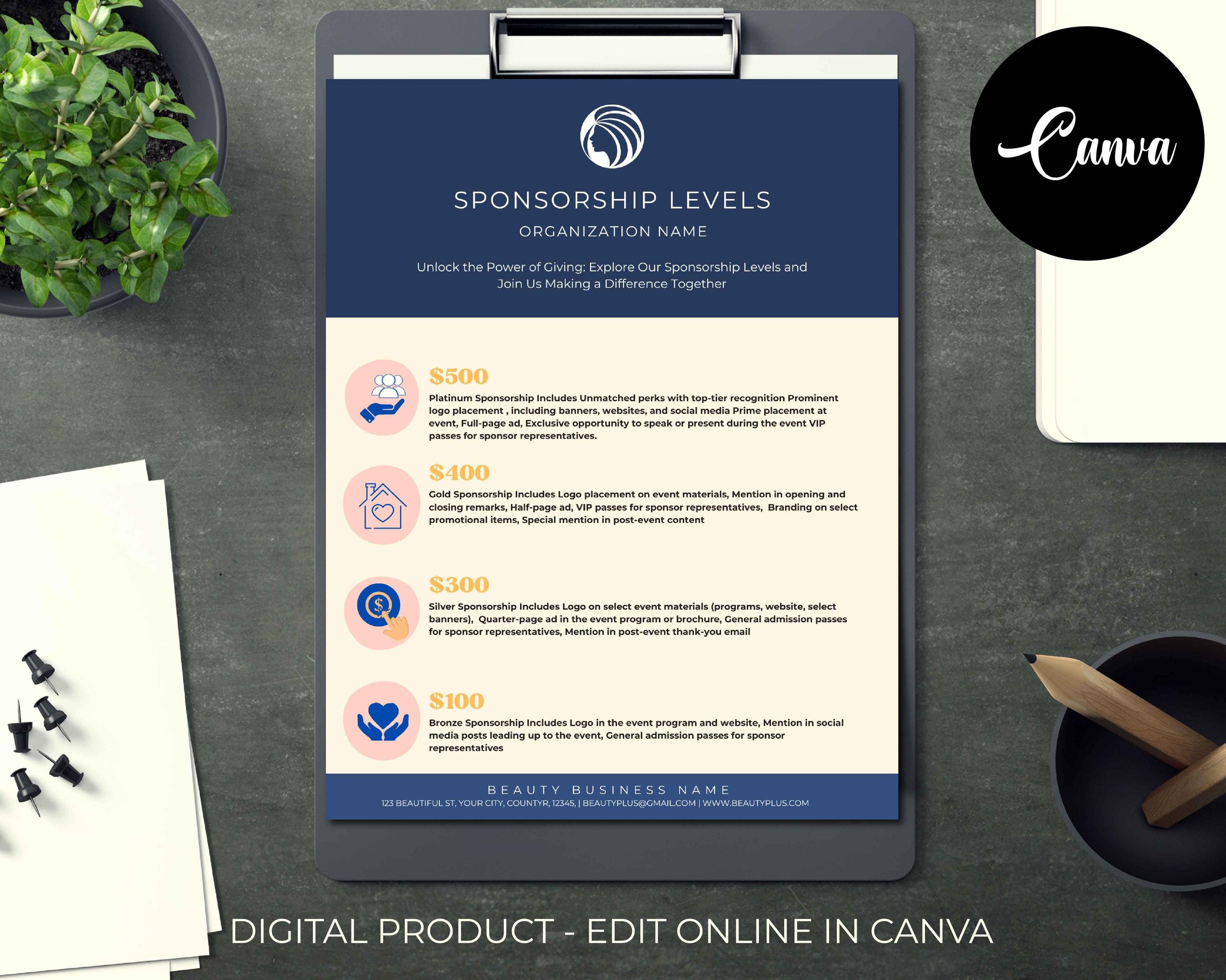 Nonprofit Event Sponsorship Fundraising Flyers, Donation Package ...